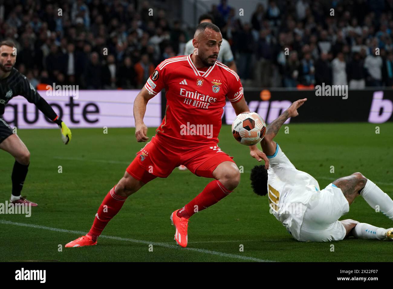 MARSEILLE, FRANCE - 2024/04/18: Arthur Cabral of SL Benfica during the UEFA Europa League ...