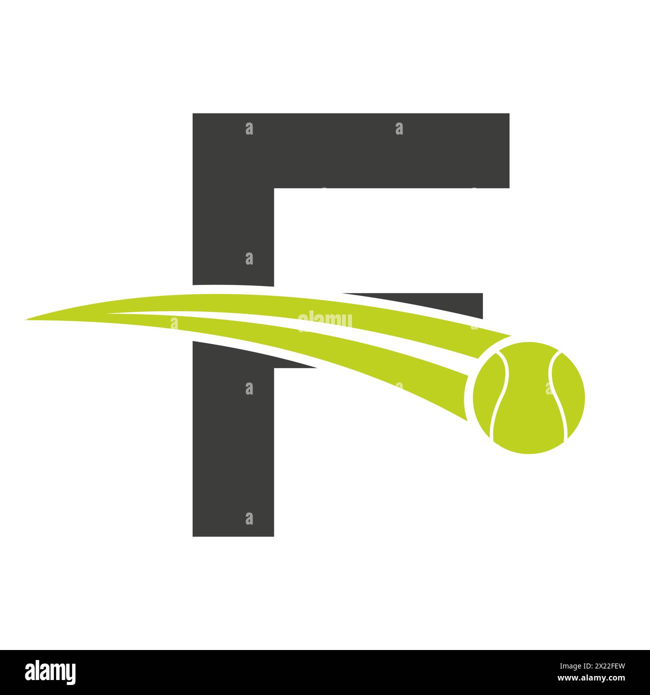 Tennis Logo On Letter F Concept With Moving Tennis Ball Symbol. Tennis ...