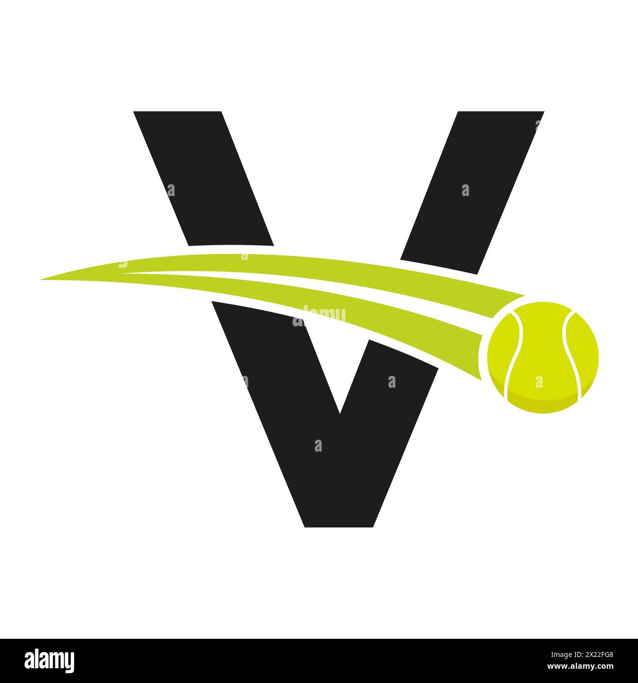 Tennis Logo On Letter V Concept With Moving Tennis Ball Symbol. Tennis ...