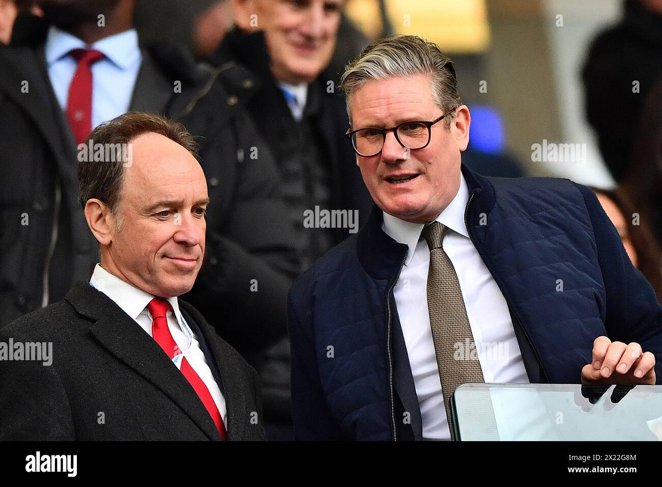 The Leader of the Labour Party Sir Kier Starmer is seen in the stands ...
