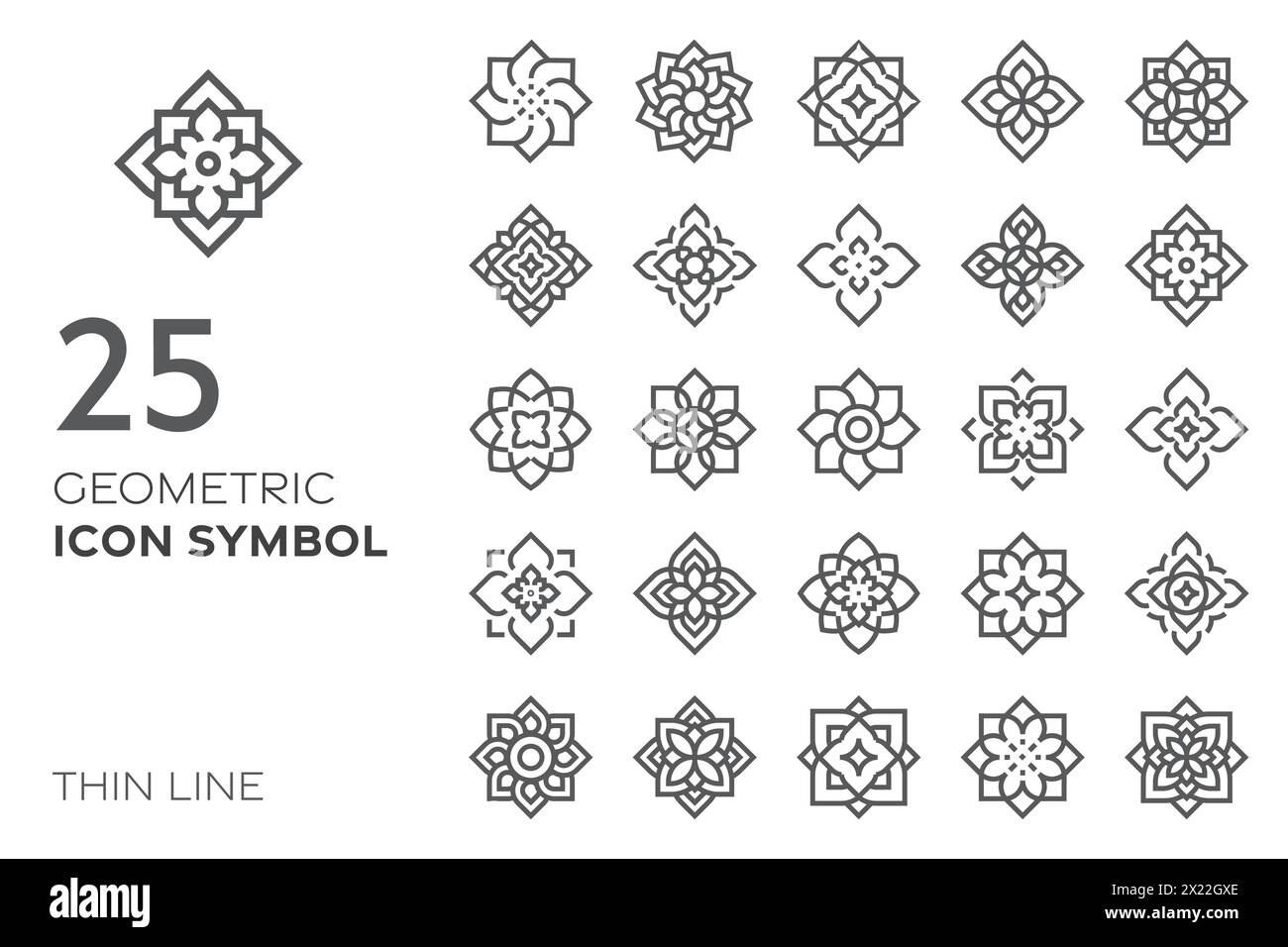 geometric icon symbol set for pattern, logo, decoration vector thin ...