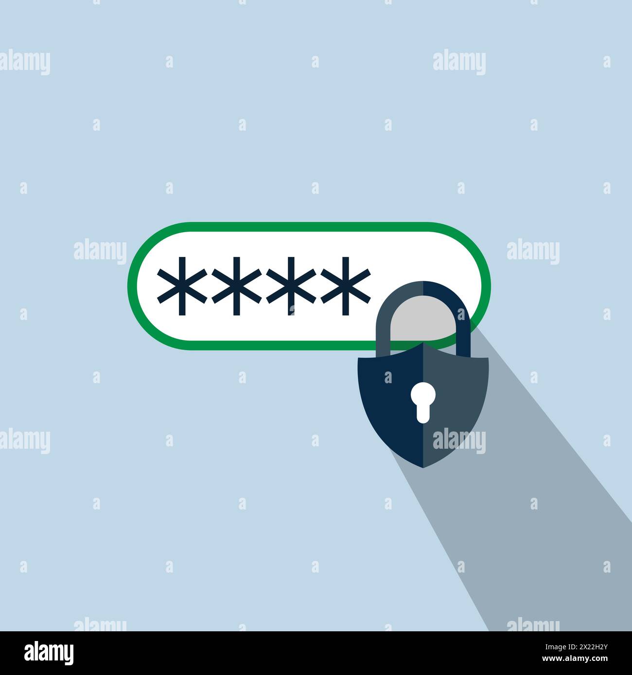 Password protected icon on lite blue background. Security sign or ...