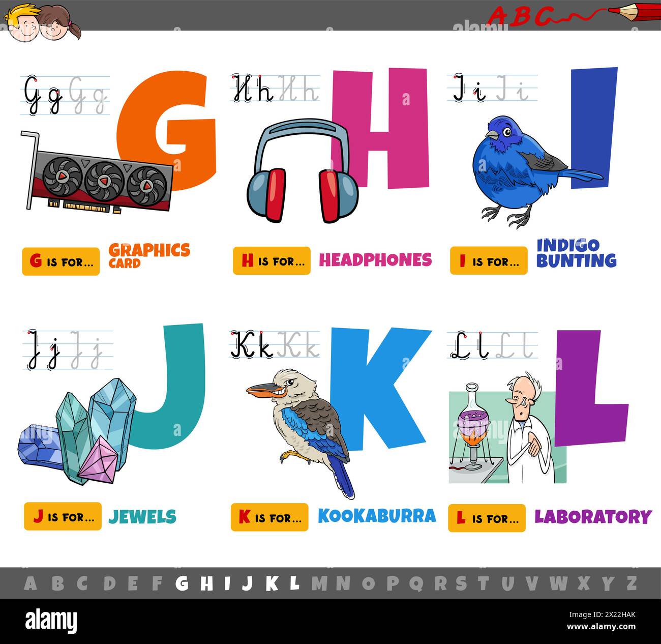 Cartoon illustration of capital letters from alphabet educational set ...