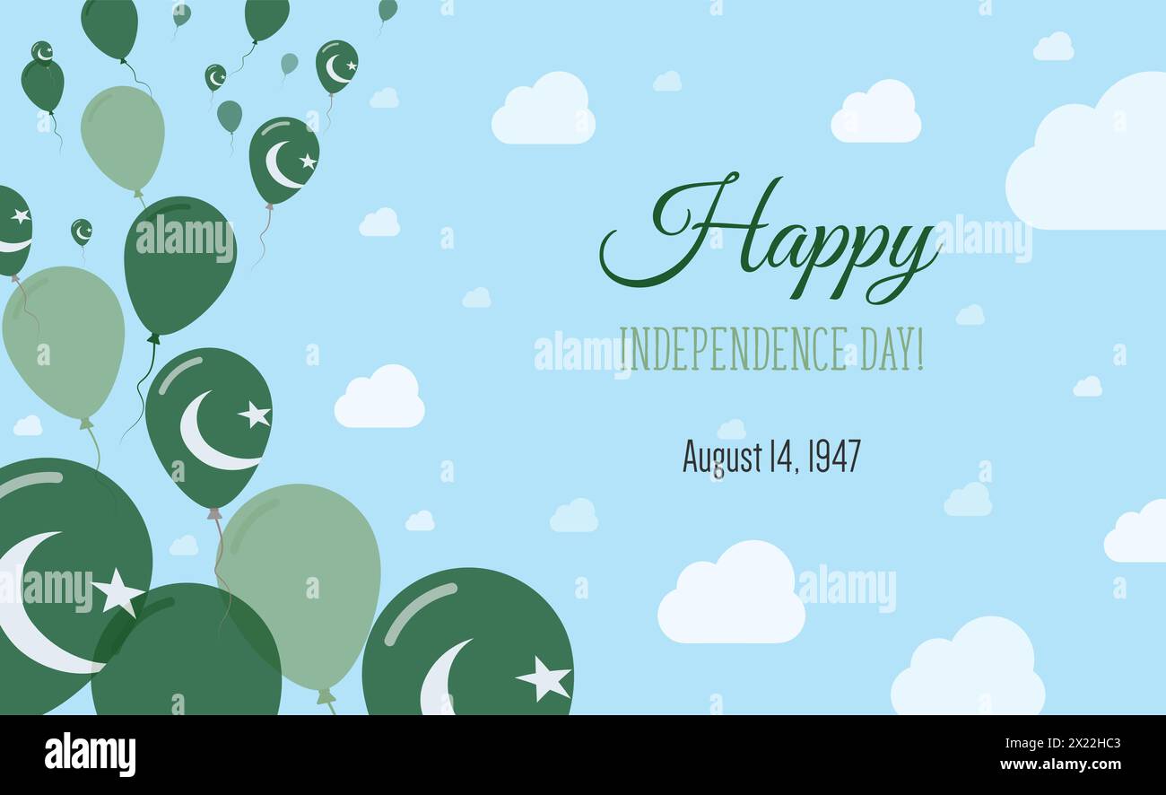 Pakistan Independence Day Sparkling Patriotic Poster. Row of Balloons ...