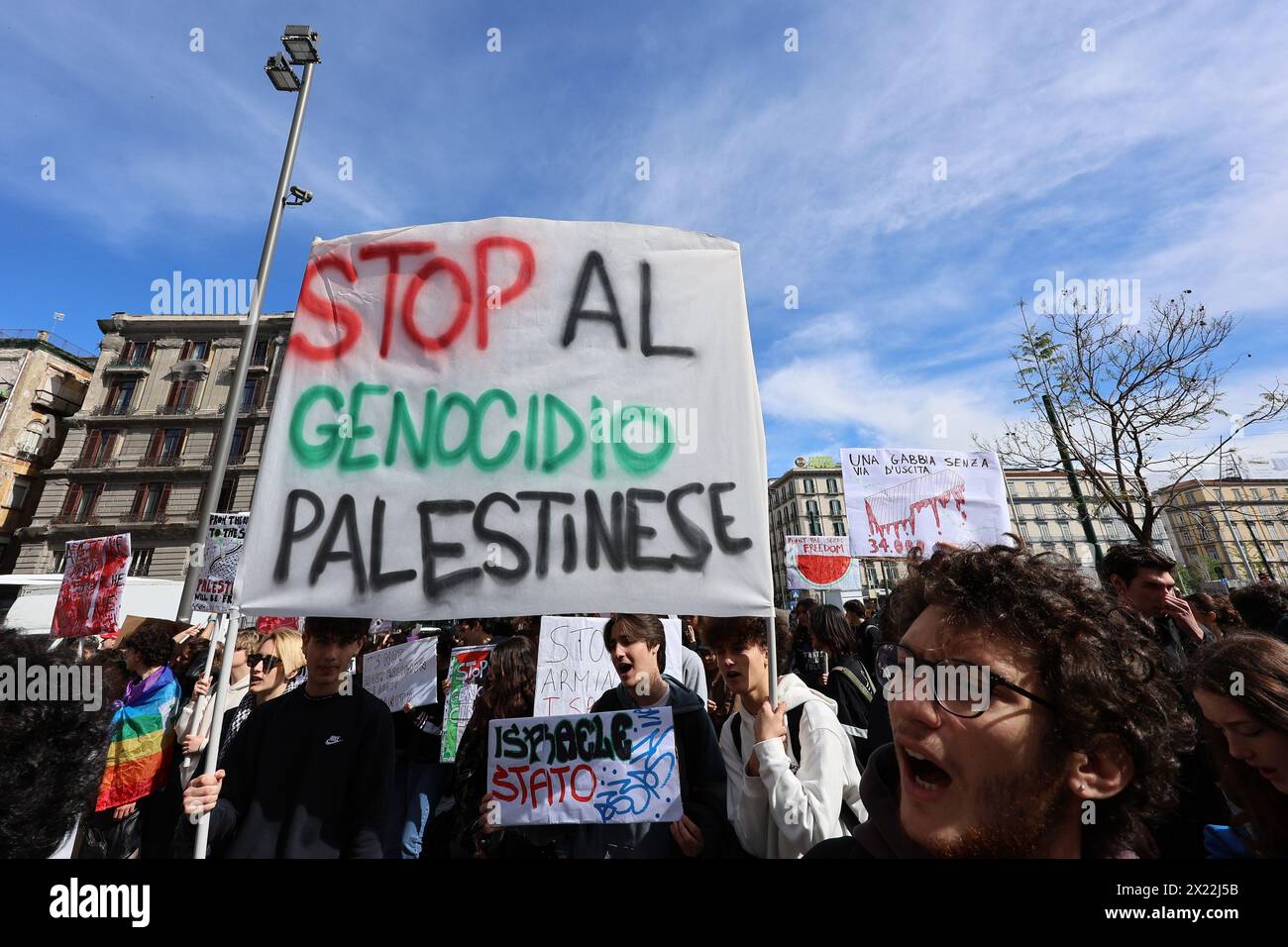 Napoli, Italy, 19 April 2024. People during the demonstration in Naples ...