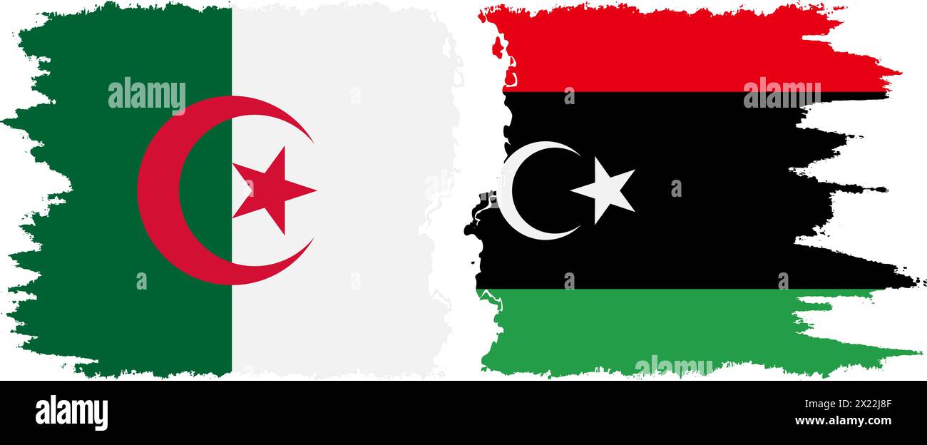 Libya and Algeria grunge flags connection, vector Stock Vector Image ...