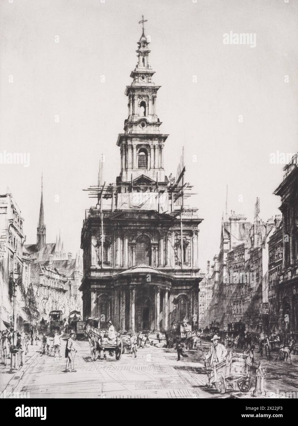 St. Mary le Strand, 1916. Shows James Gibbs's early 18th century church ...