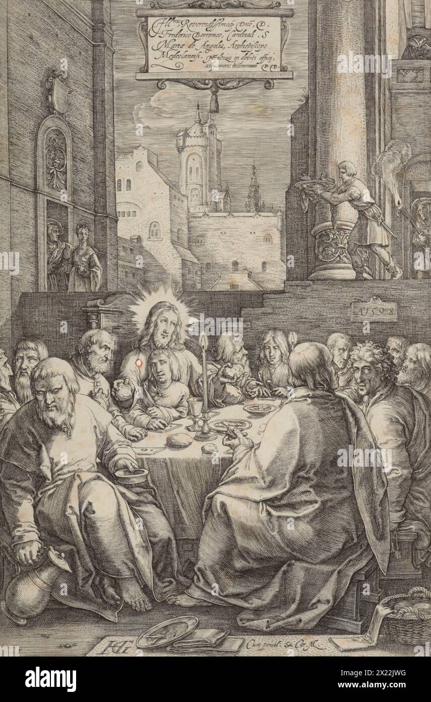The Last Supper, plate 1 from The Passion of Christ, 1598 Stock Photo ...