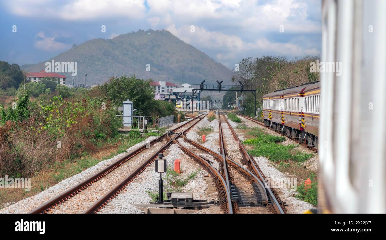 Railway arrows transitions station way, landscape beautiful view out of ...