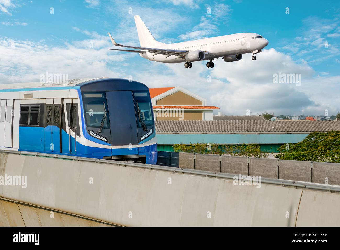 View railway track and suburban electric rail train rushing to the ...