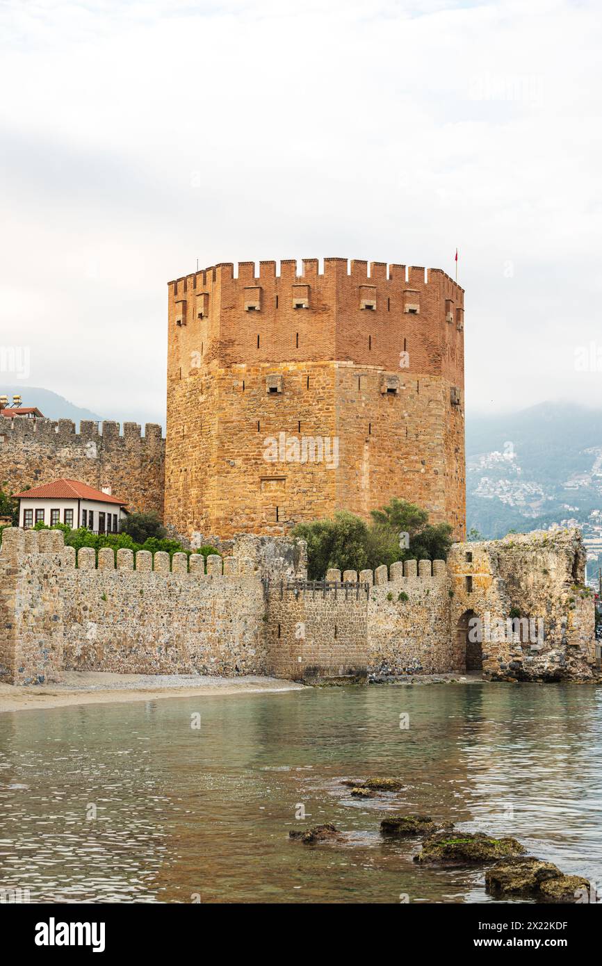The historical Red Tower in the Alanya district of Antalya, one of the ...