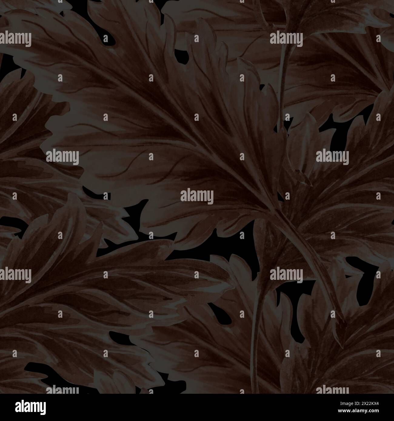 Seamless pattern monochrome from chrysanthemum leaves in vintage style ...