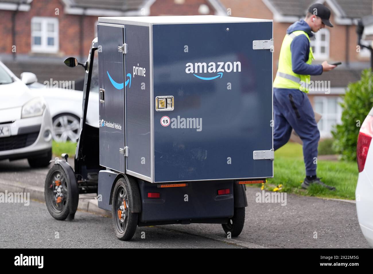 A Amazon delivery vehicle outside a house in Glasgow. Picture date ...