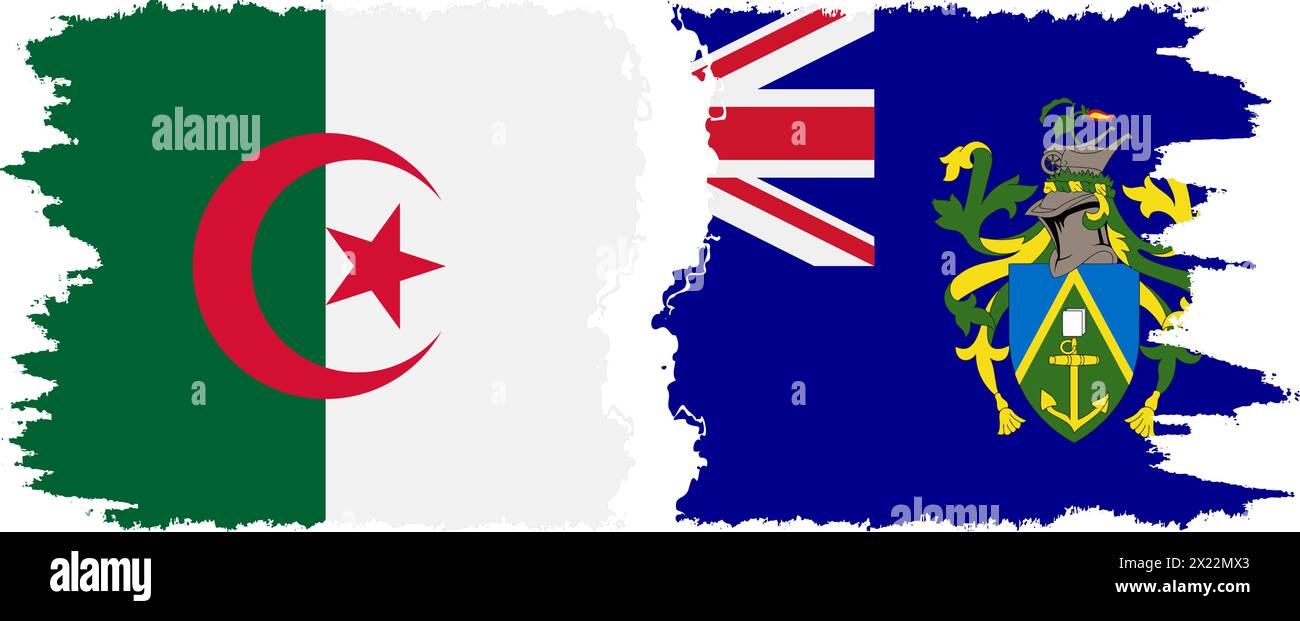 Pitcairn Islands and Algeria grunge flags connection, vector Stock ...