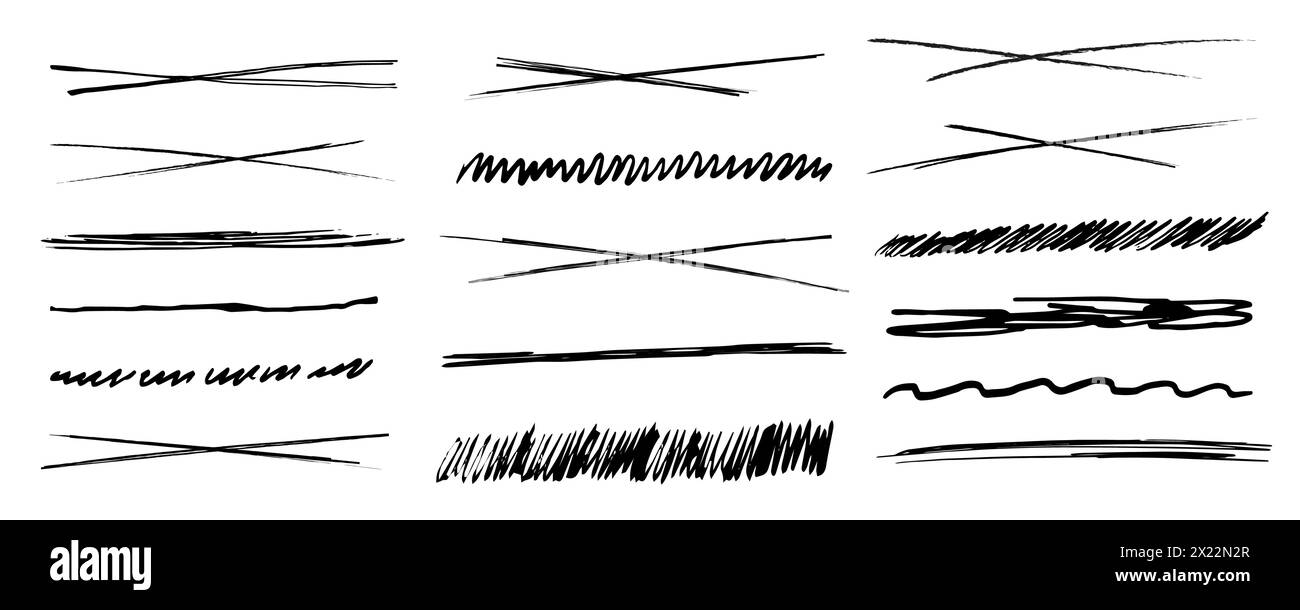 Underline scribble lines, cross stoke, set free hand fast marks ...