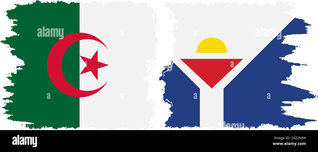 Saint Martin and Algeria grunge flags connection, vector Stock Vector ...