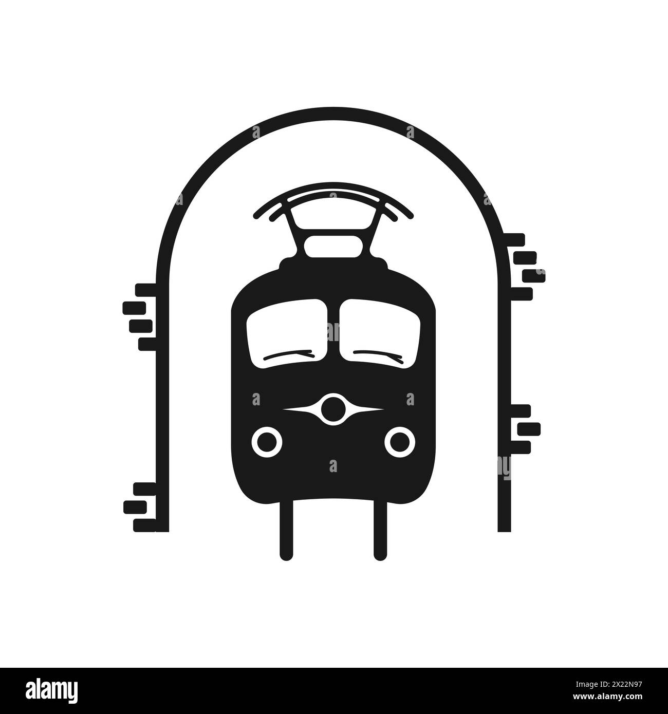 Underground train vector. Train in subway tunnel logo. Train. Black ...