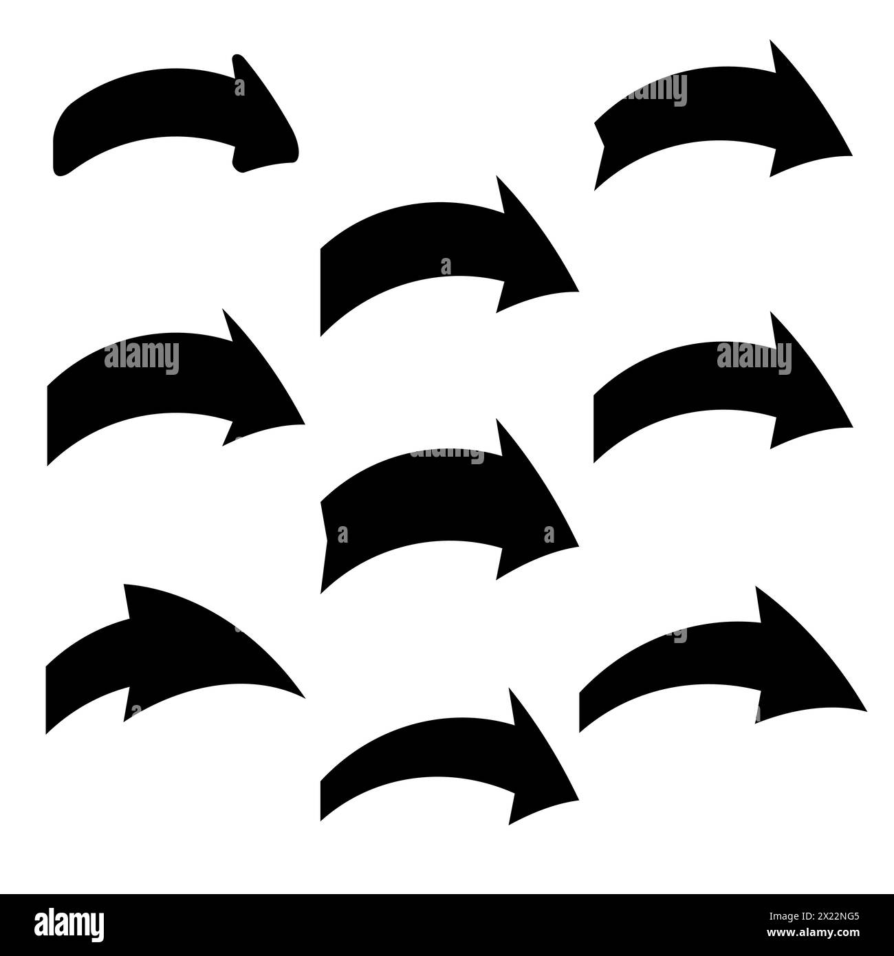 Set black various arrows Black and White Stock Photos & Images - Alamy