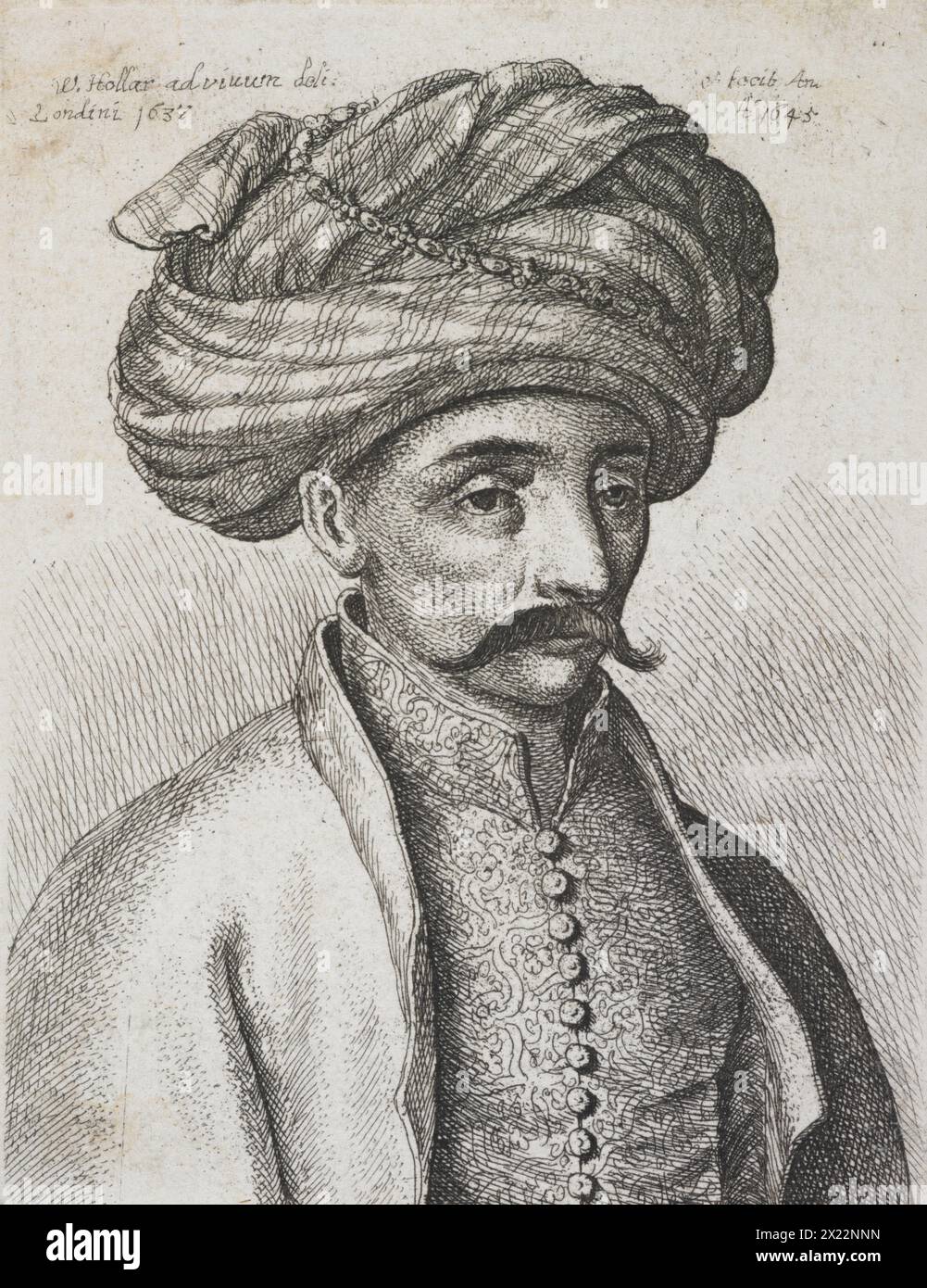 Turk's head, 1645. A solemn, wealthy and well-dressed middle aged Turk ...