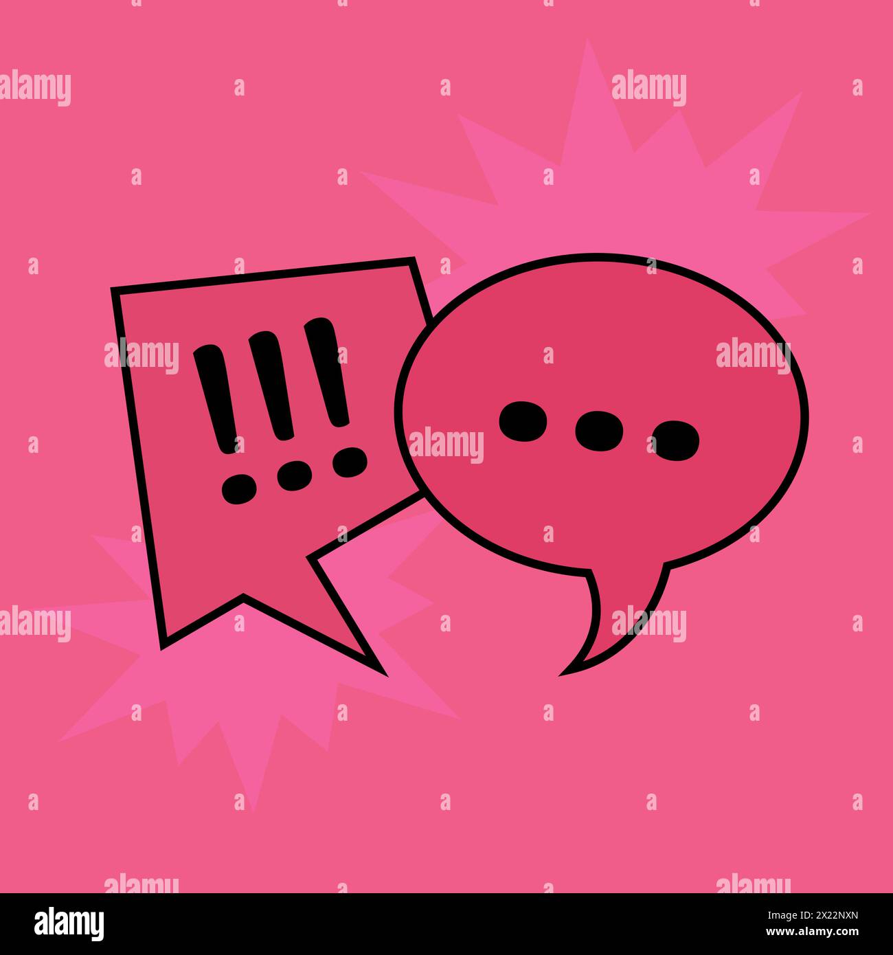Communication speech bubbles on red background. Vector illustration ...