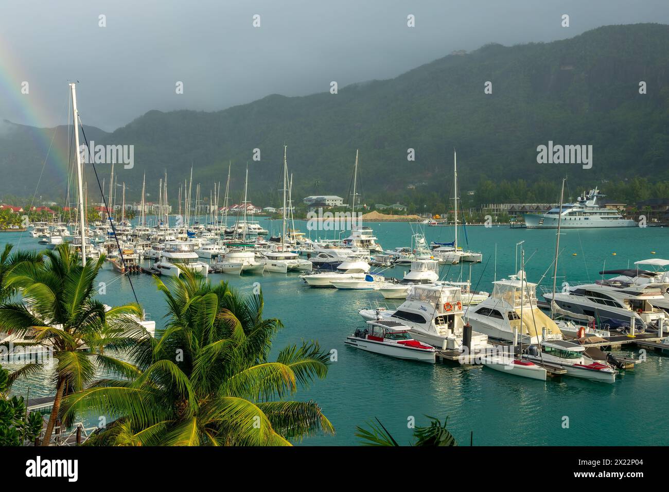 View of luxury yachts and sailing boats in Eden island marina in ...
