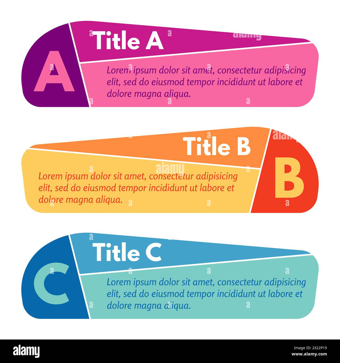 Set of three horizontal colorful options banners. Step by step ...
