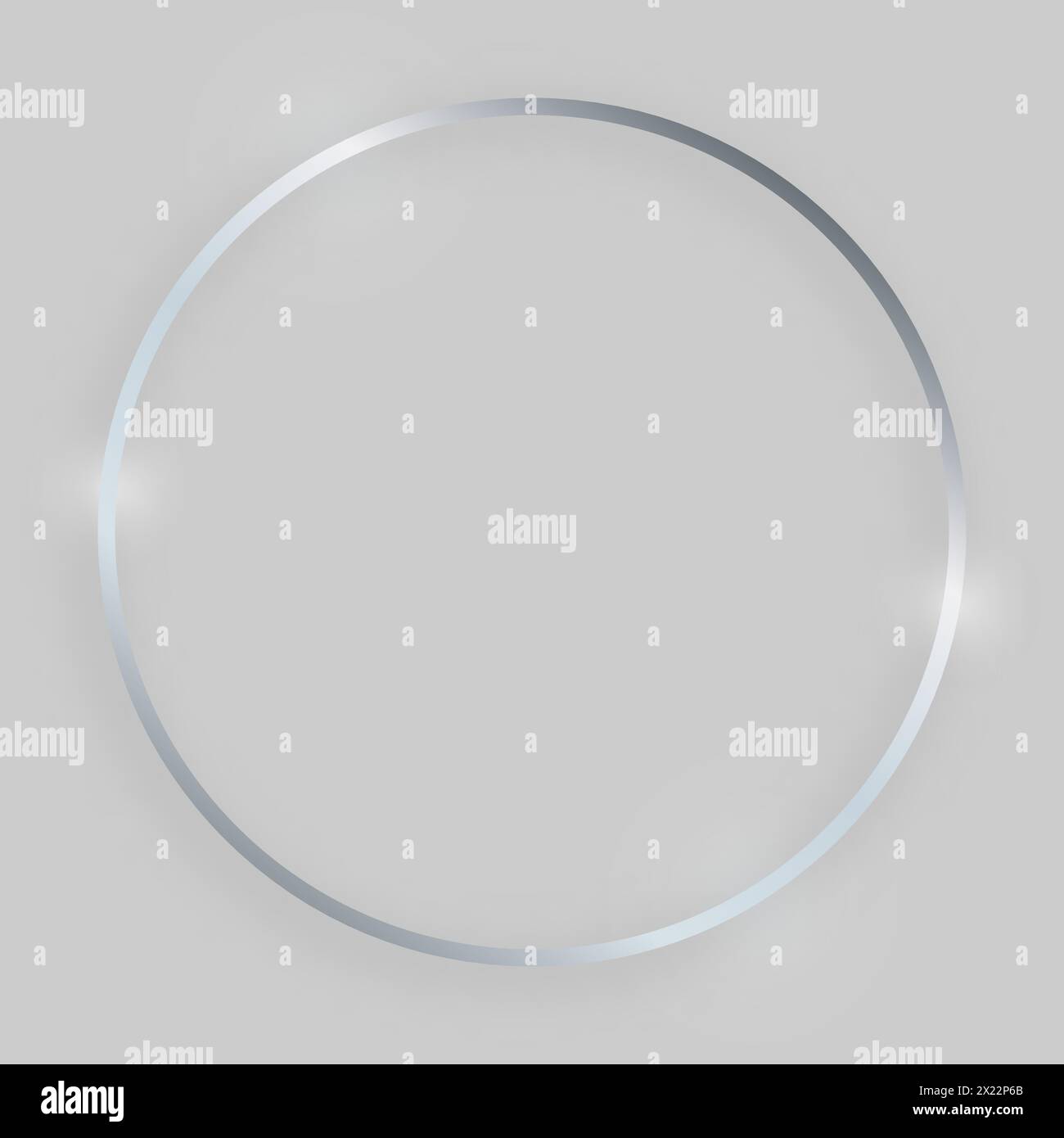 Shiny frame with glowing effects. Silver round frame with shadow on ...