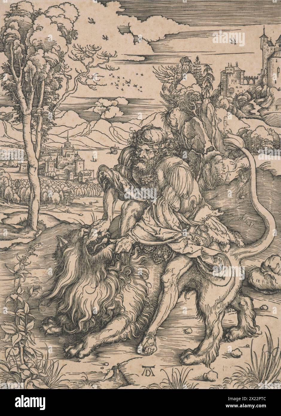 Samson fighting with the lion, 1496-1497 Stock Photo - Alamy