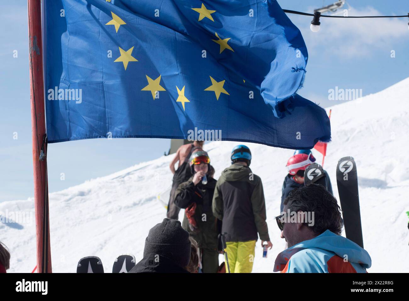 EU citizens with blue European Union flag with yellow stars EU citizens ...