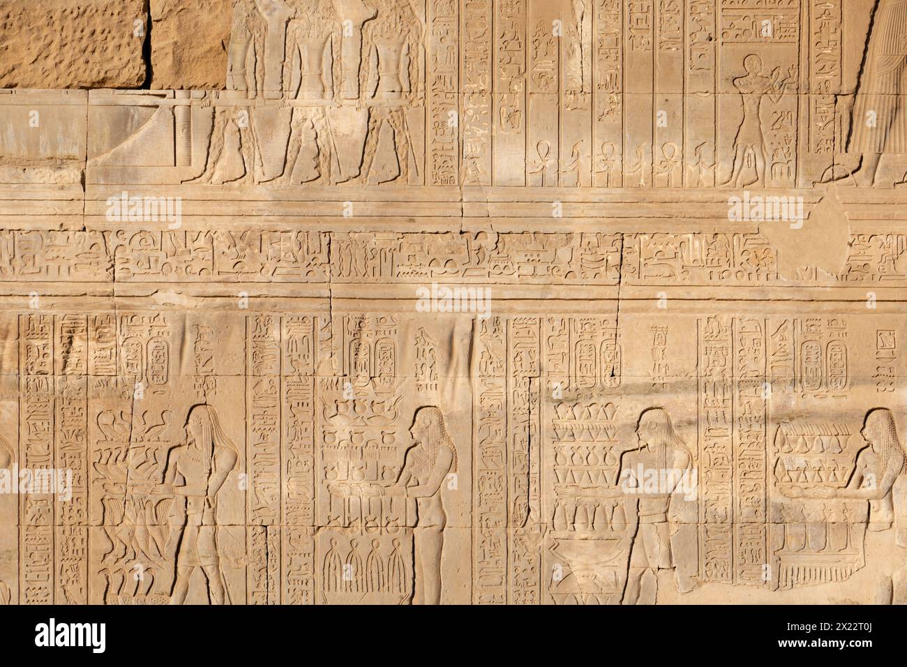 hieroglyphic character carving in stone. The Ptolemaic temple of Kom ...