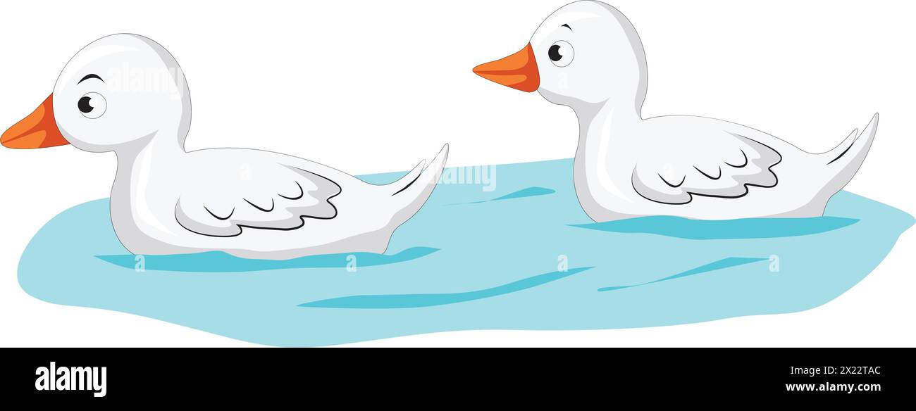 Cute ducklings swimming in the pond vector illustration Stock Vector Image & Art - Alamy