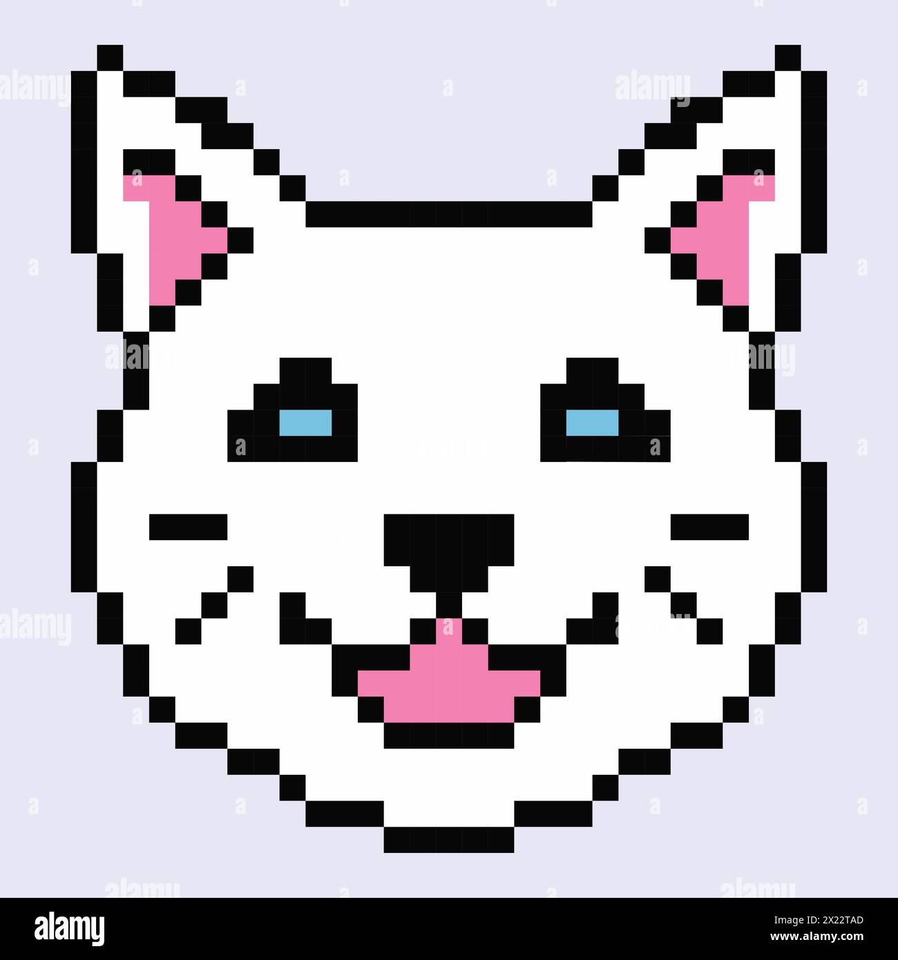 Cute pixel white cat head. Animal 8 bit icon. Kitten with blue eyes ...