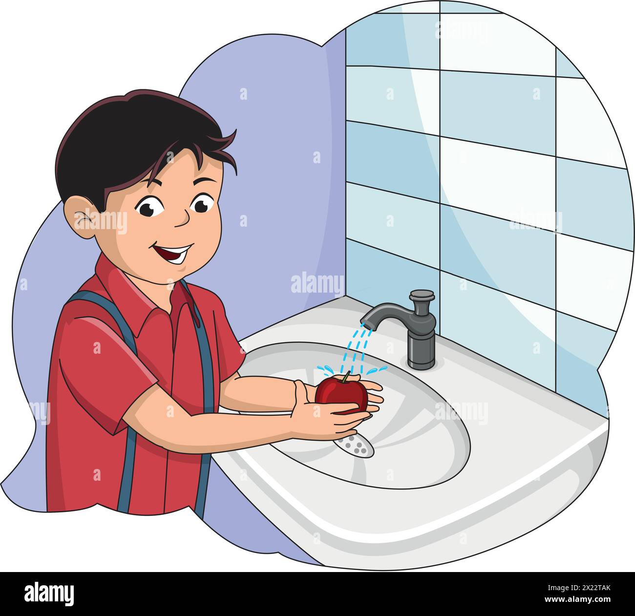 Children at water tap Stock Vector Images - Alamy