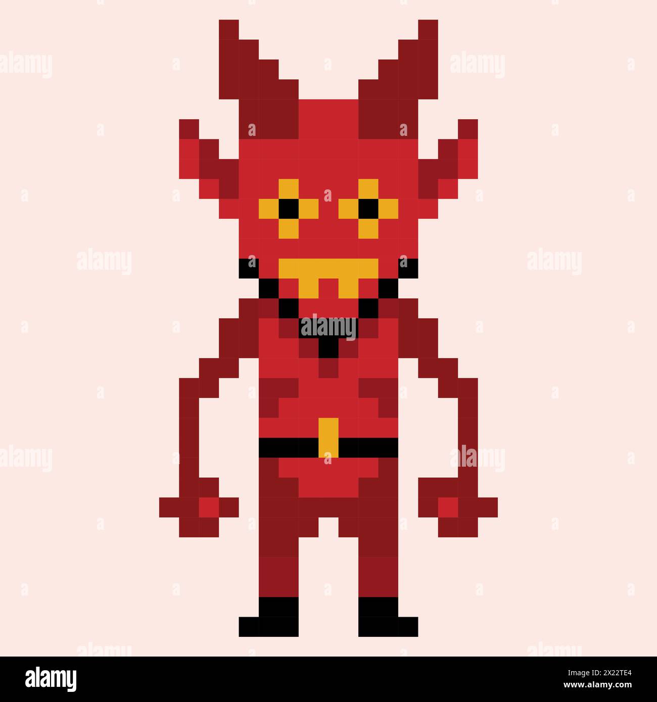 Pixel devil or demon icon. 8 bit evil character for video games and ...