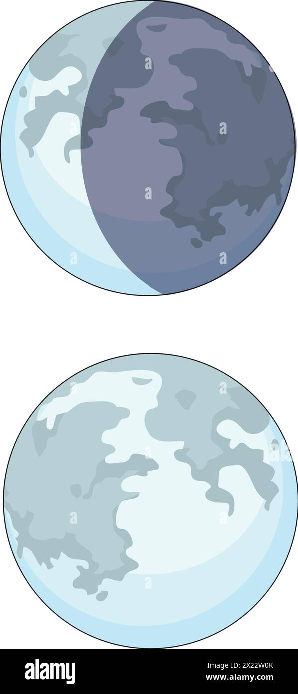 Moon phases cartoon illustration hi-res stock photography and images ...