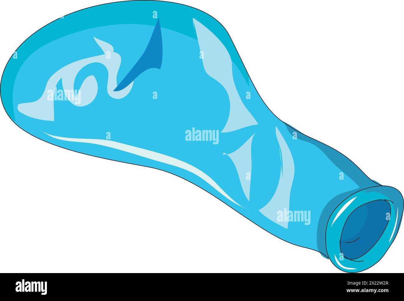 Flat blue balloon deflated vector illustration Stock Vector Image & Art ...