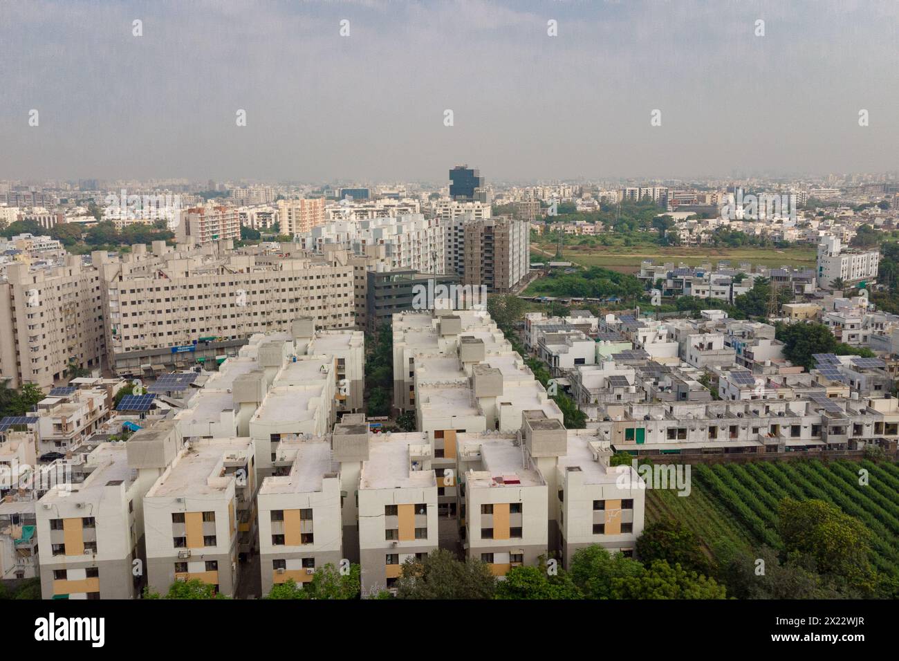 Aerial view of Baroda, also known as Vadodara, indian city in the state ...