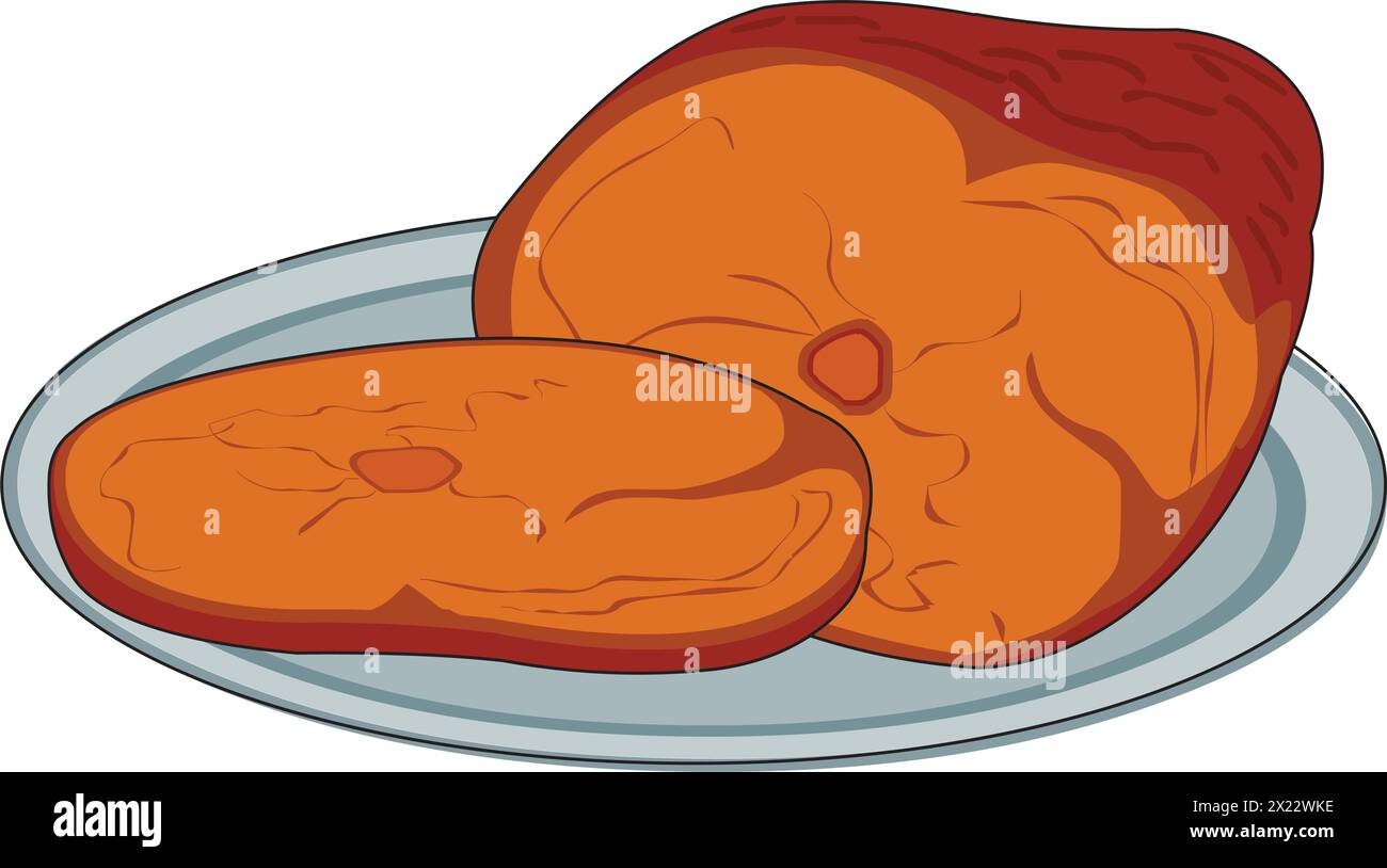 Meat on a plate vector illustration Stock Vector Image & Art - Alamy