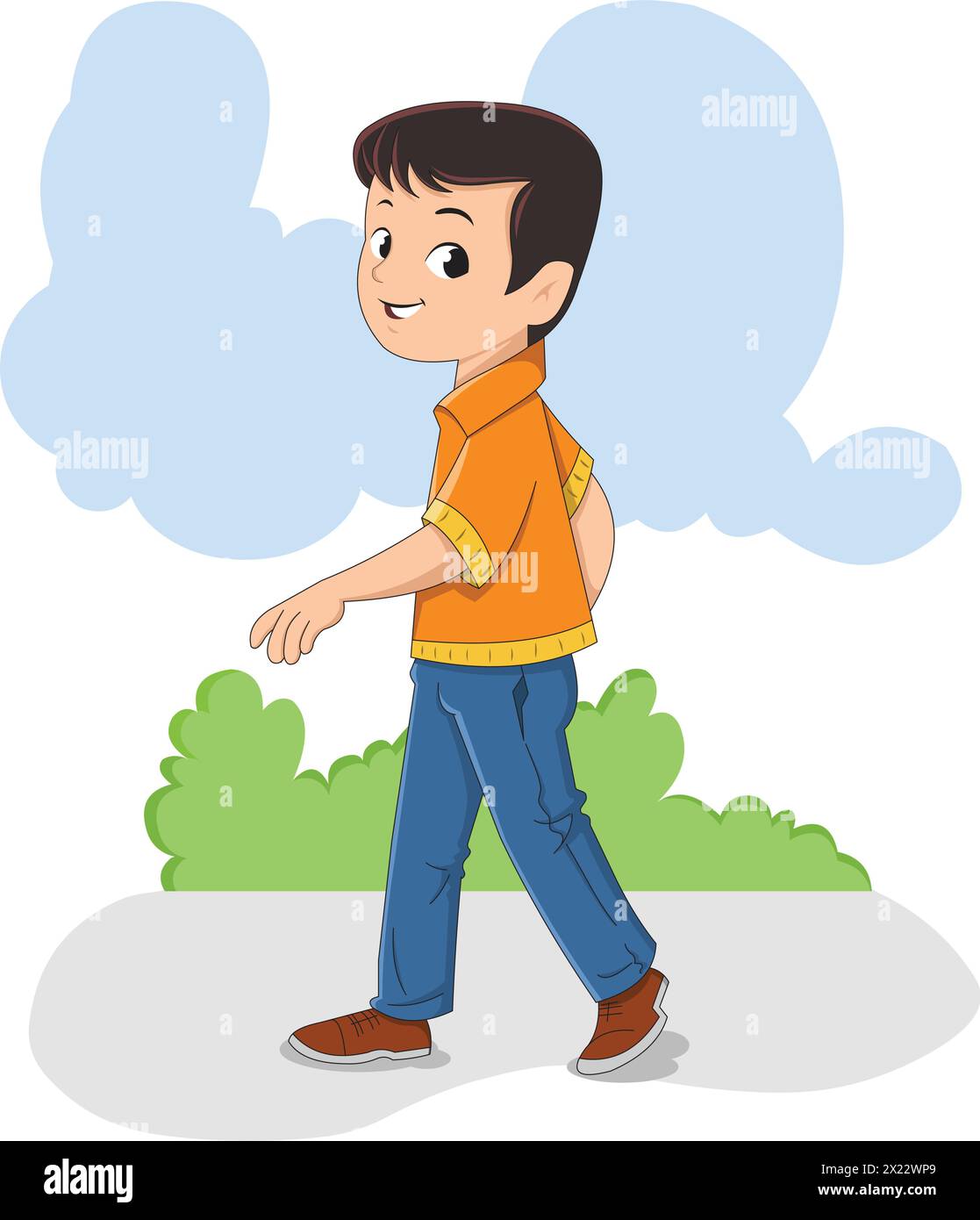 Vector little boy walking on the ground vector illustration Stock ...
