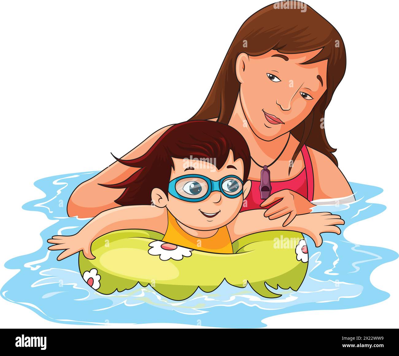 Vector mother teaching her son about swimming vector illustration Stock ... Vector mother teaching her son about swimming vector illustration Stock ...