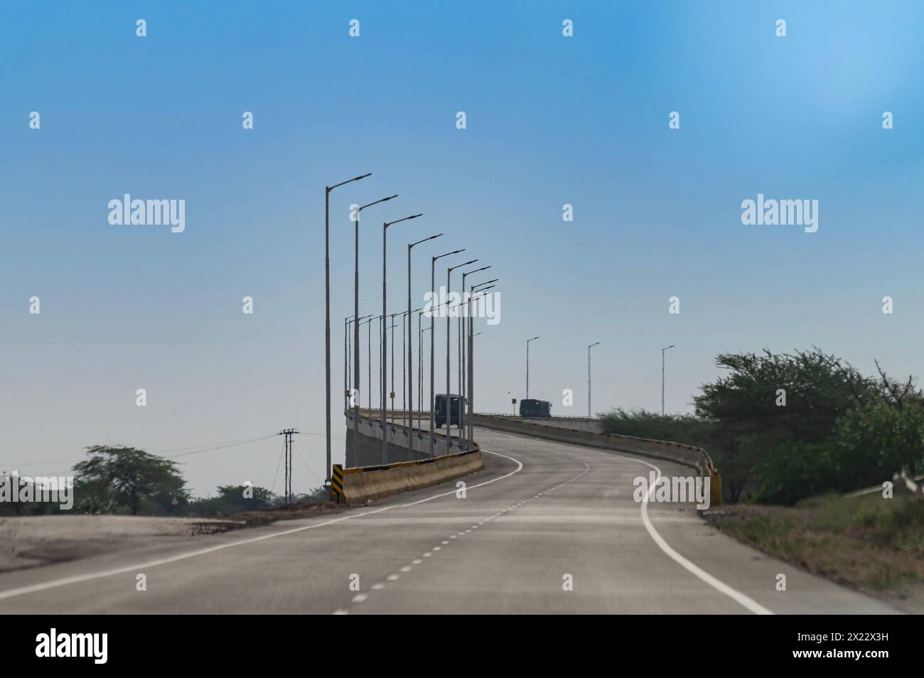 Flyover on the road connecting Jaisalmer and Jodhpur, Rajasthan, India ...