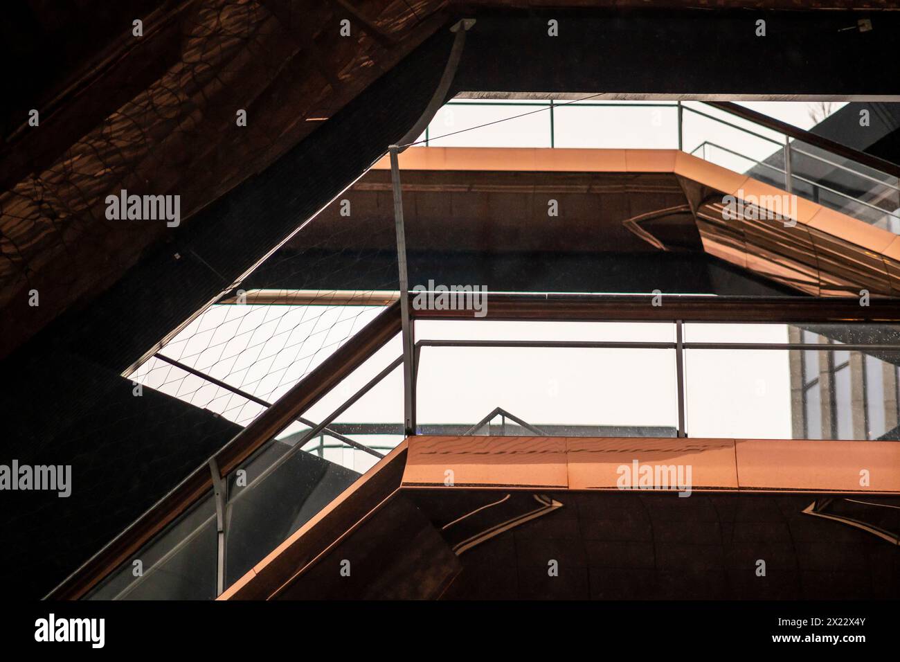 Detail showing the installation of steel mesh to prevent suicides on ...