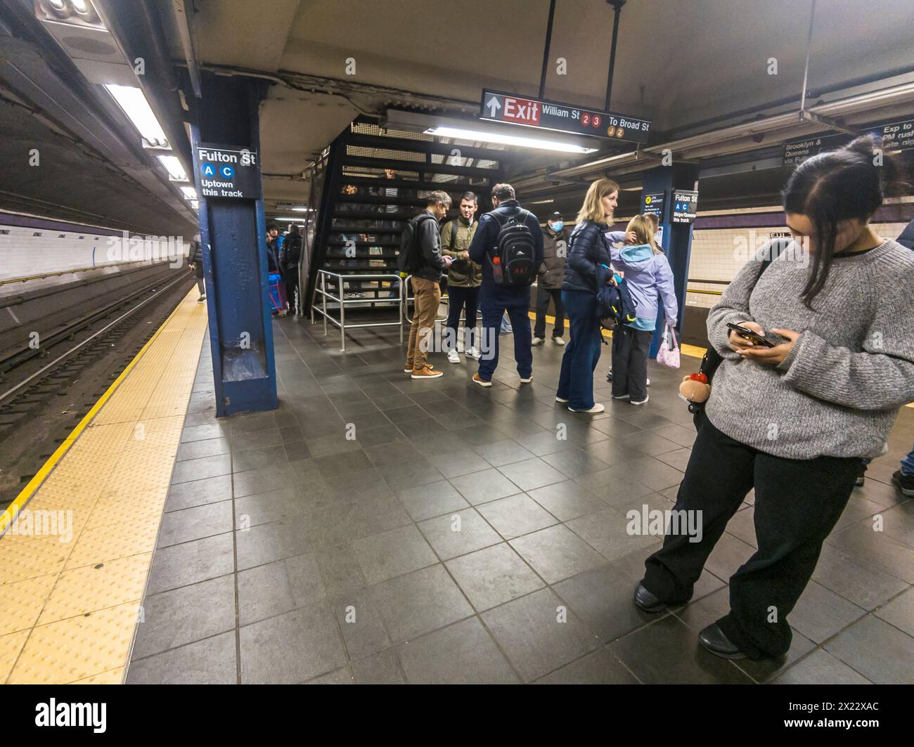 Busy Fulton Street station in the New York subway on Thursday, April 18 ...