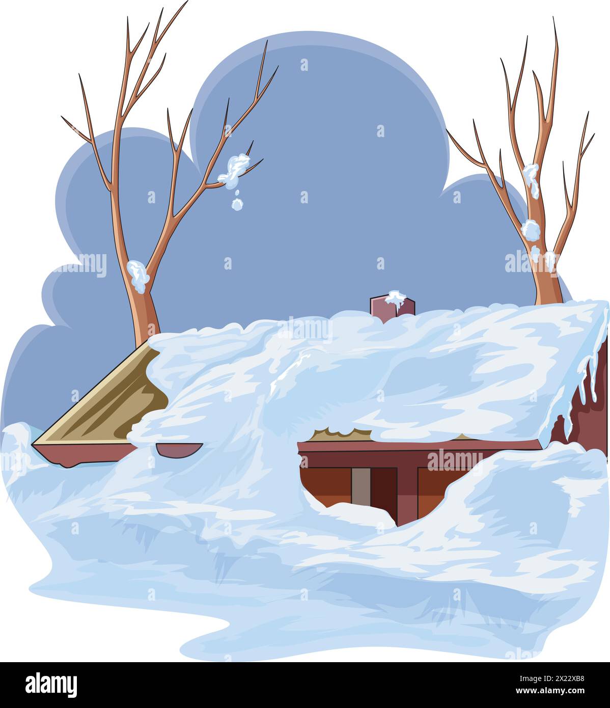 Watercolor landscape snowy winter Stock Vector Images - Alamy