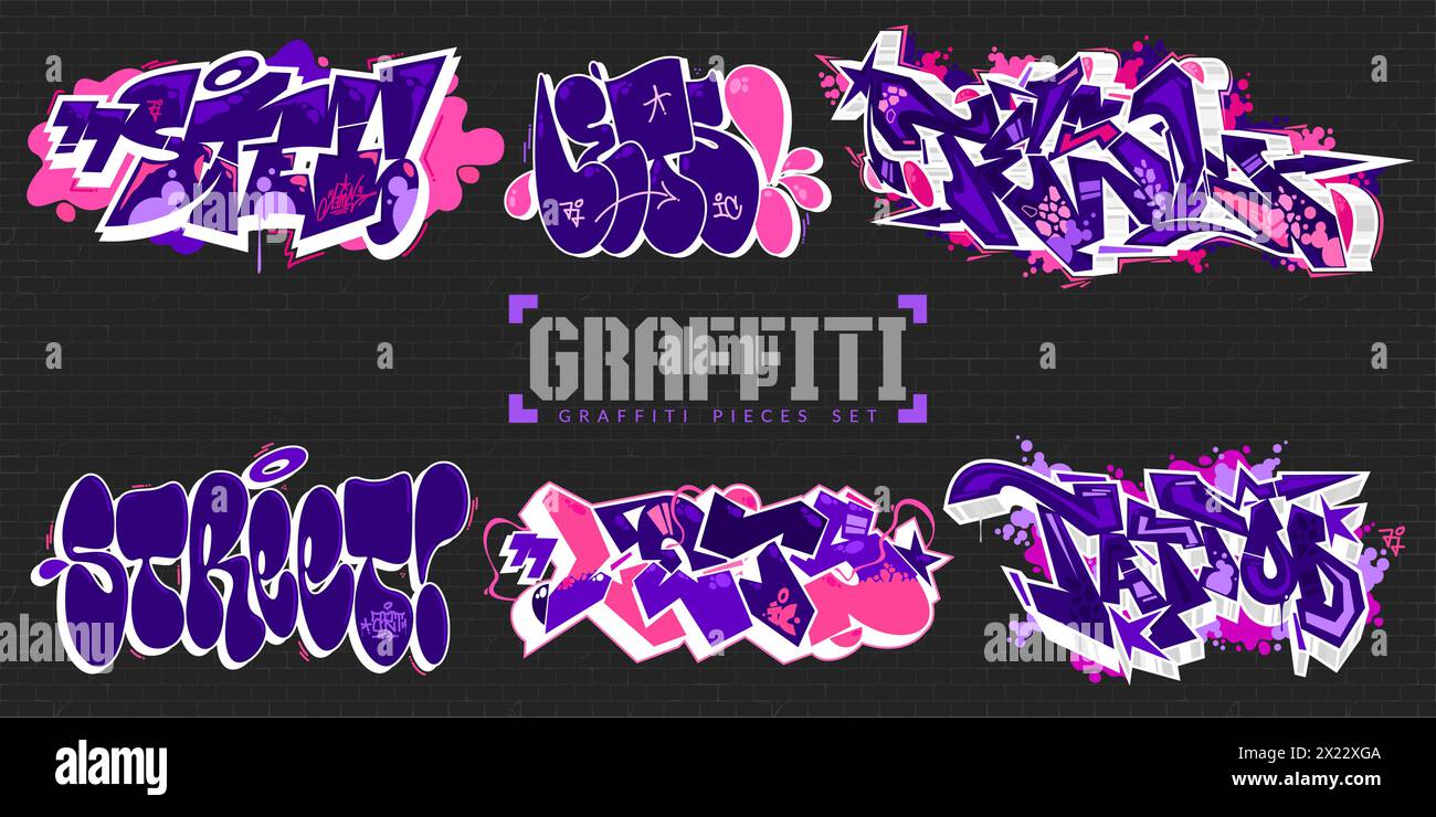 Dark Abstract Colorful Urban Street Art Lettering Vector Illustration ...