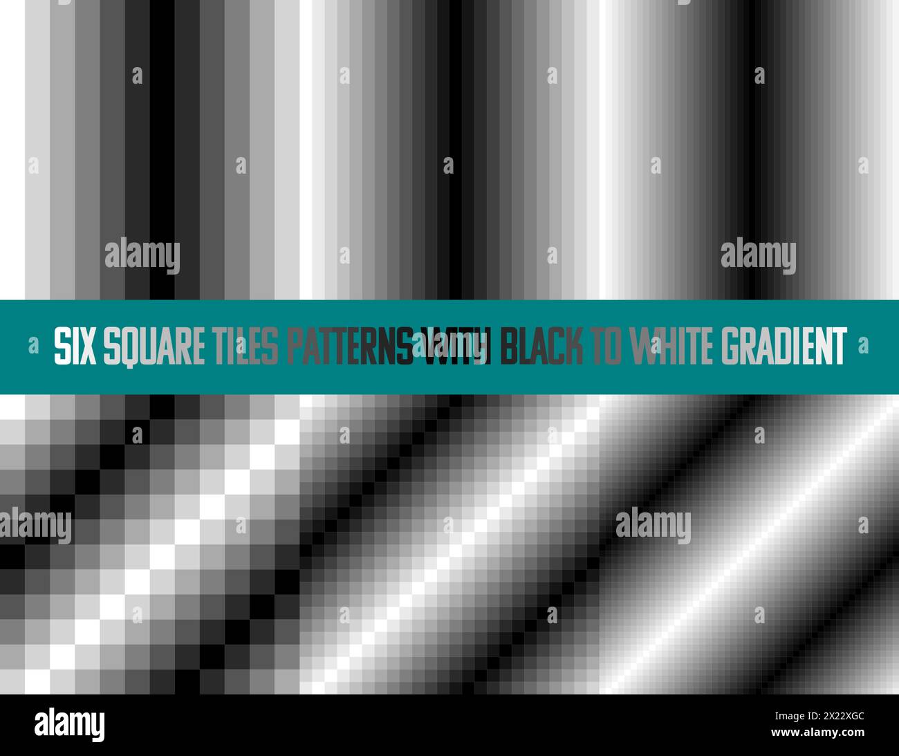 Black to white gradient in square tiles, seamless vector pattern, grey ...