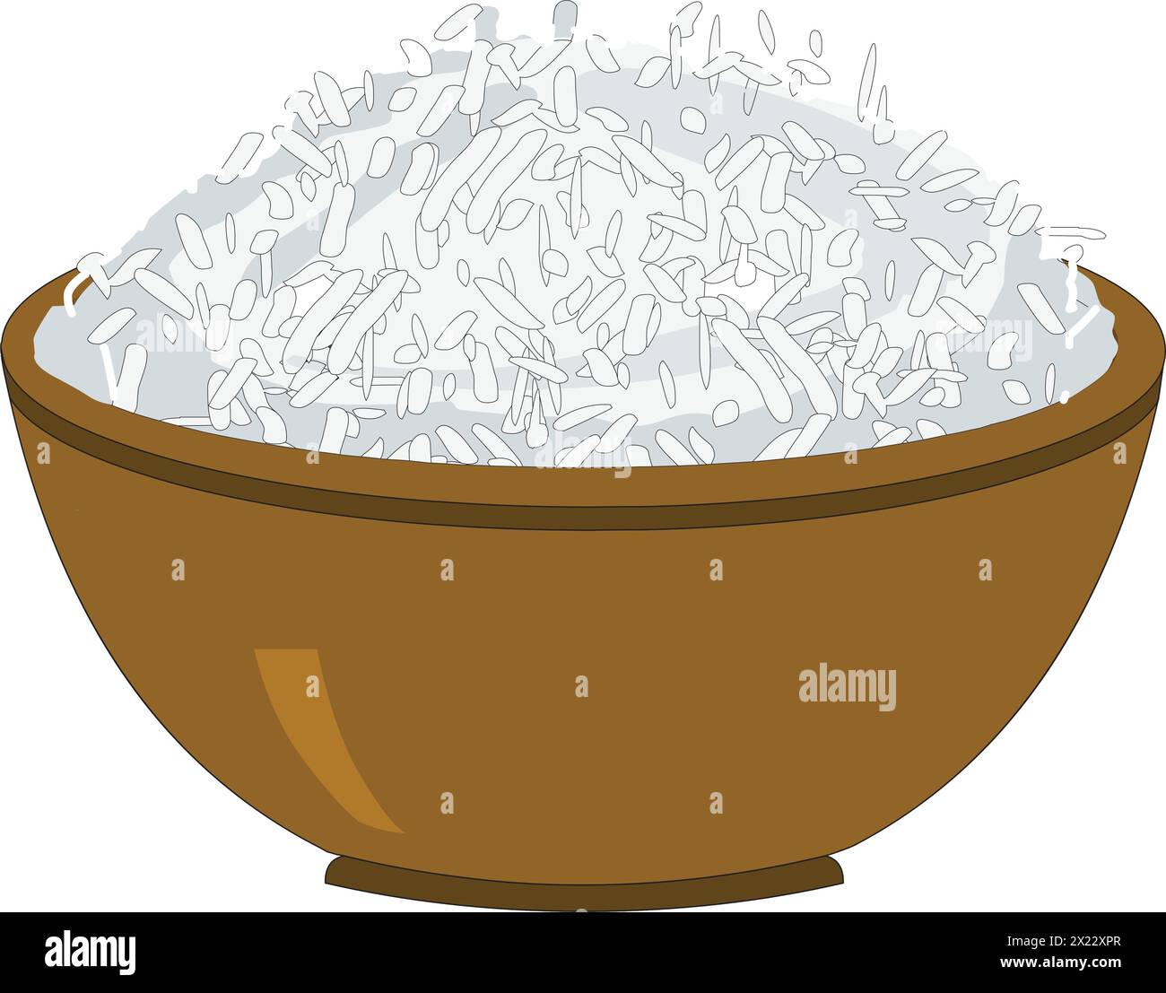 Vector illustration showing a bowl of cooked rice Stock Vector Image ...
