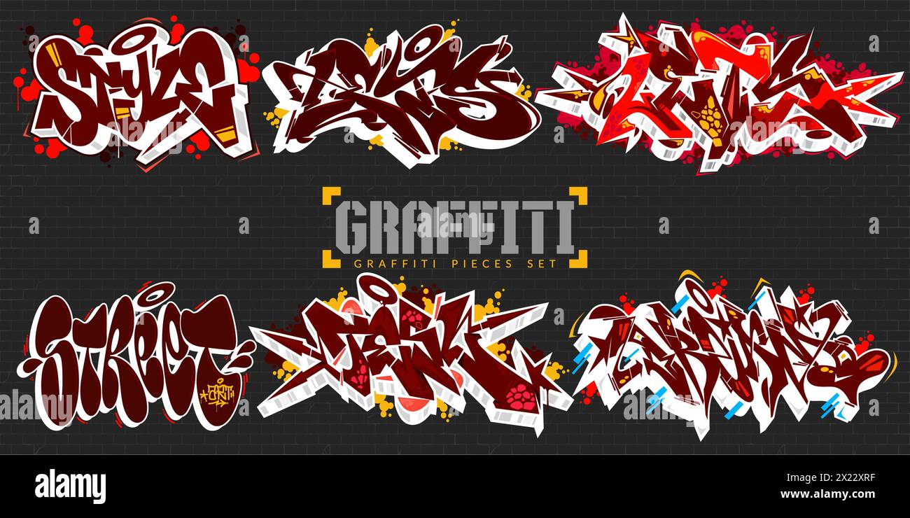 Dark Abstract Colorful Urban Graffiti Style Street Art Lettering Vector ...