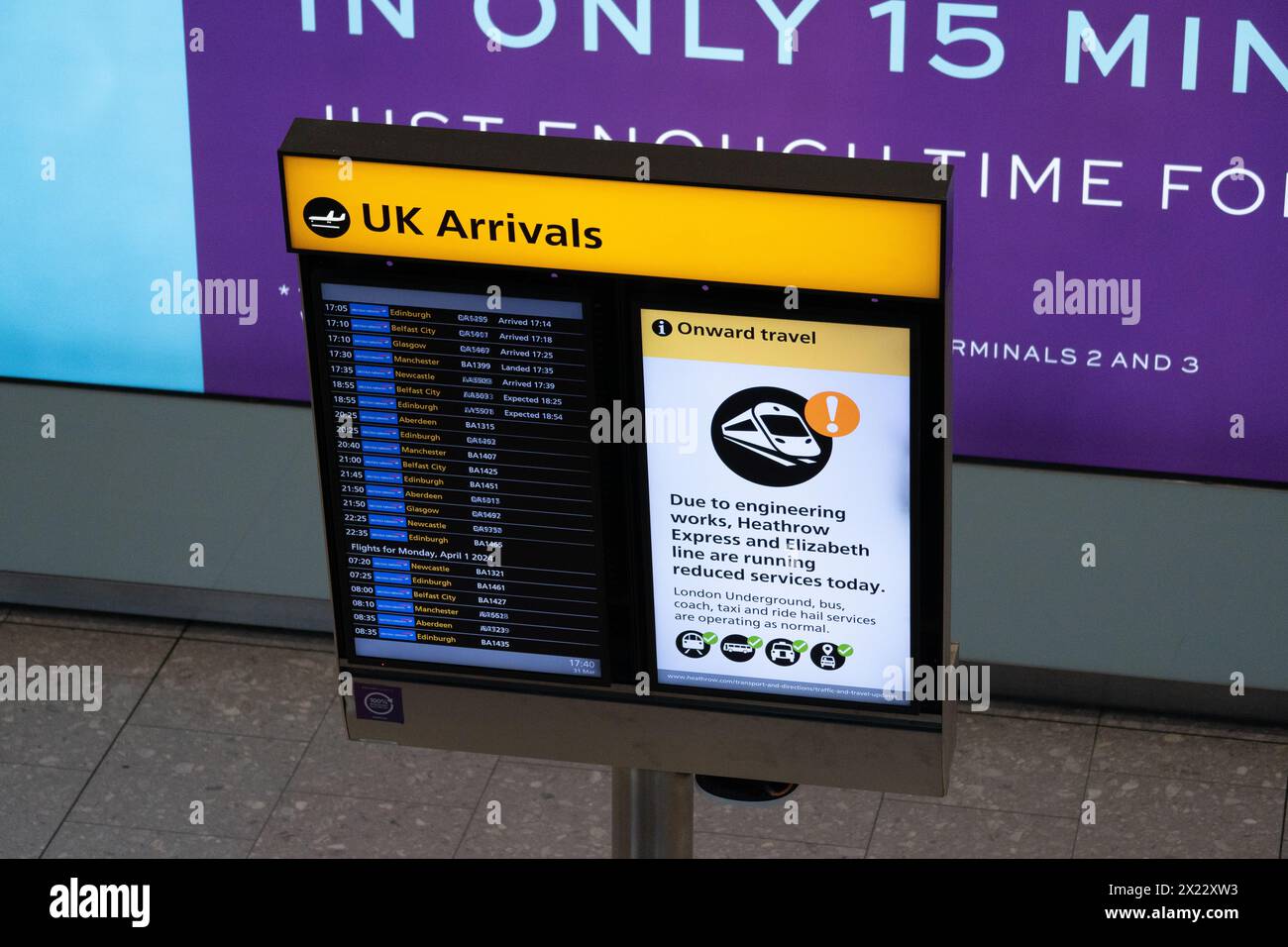 Terminal 5 arrivals sign hi-res stock photography and images - Alamy
