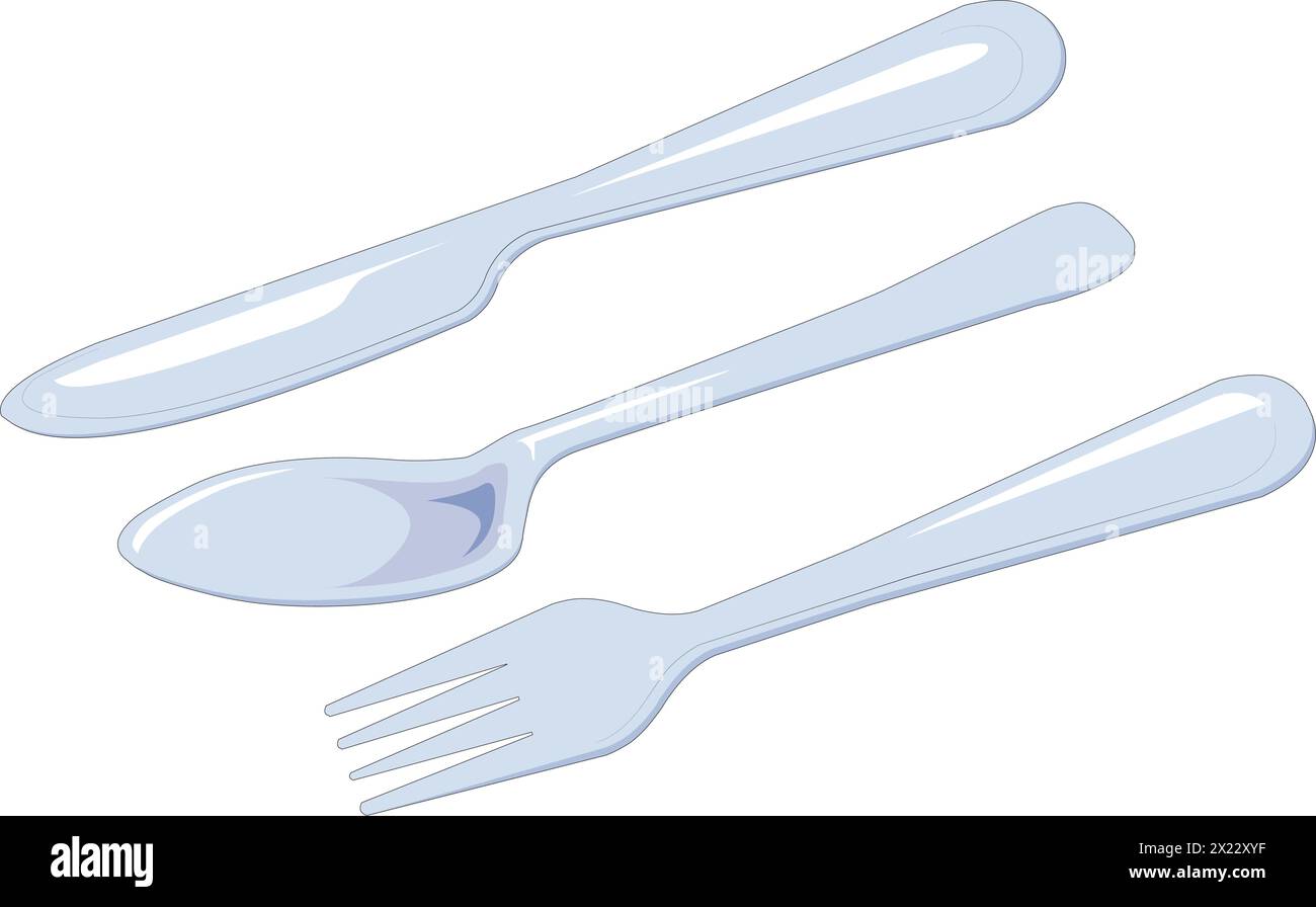 Vector illustration showing fork, knife and spoon Stock Vector Image & Art - Alamy